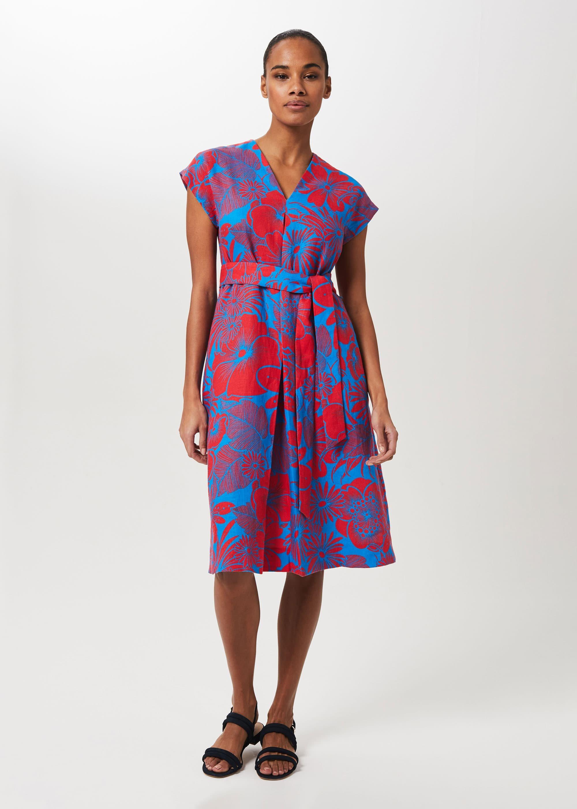 Etty Linen V-Neck Midi Dress | Hobbs US